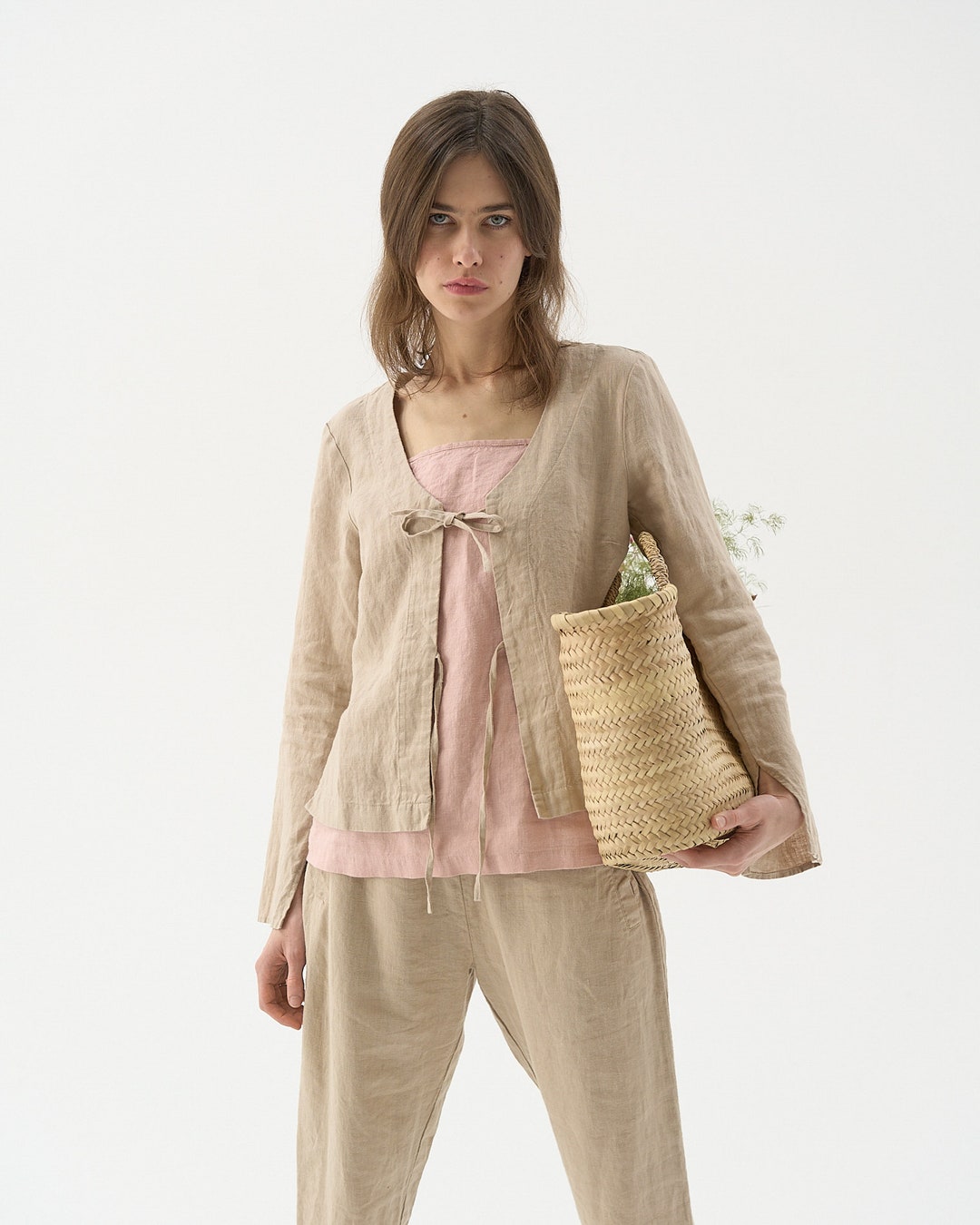 Linen Cardigan With Tie Strings Linen Jacket for Women Light - Etsy