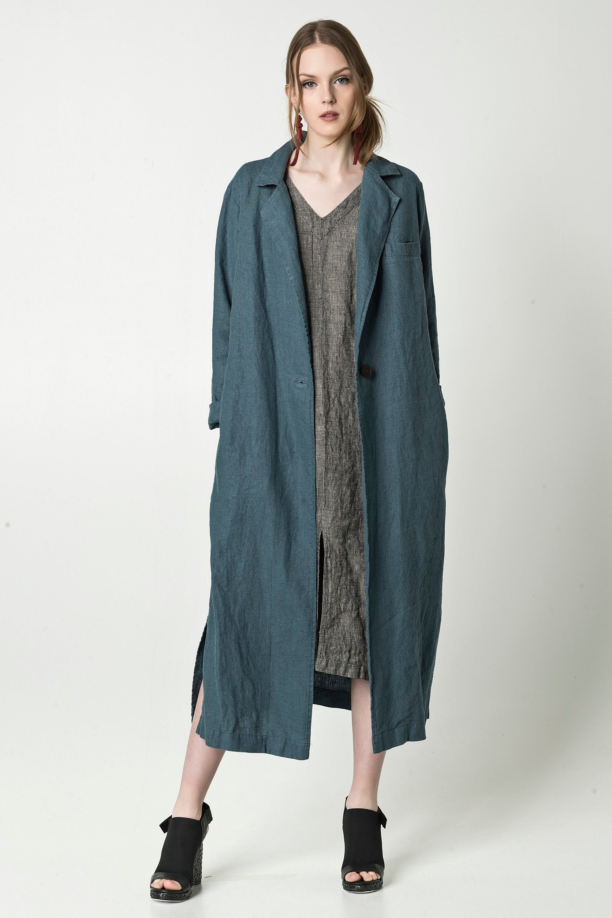 Women linen coat linen raincoat linen coat dress linen | Etsy