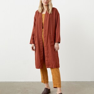 Linen Duster With Pockets Linen Kimono Jacket Sustainable - Etsy