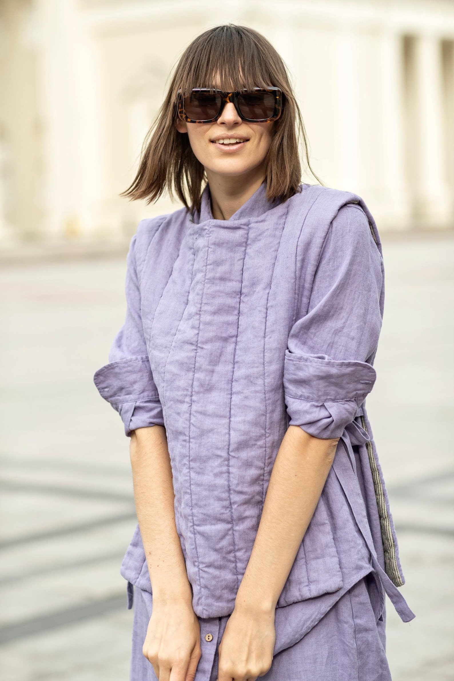 Quilted Vest for Women Reversible Linen Vest Tie Side Vest | Etsy