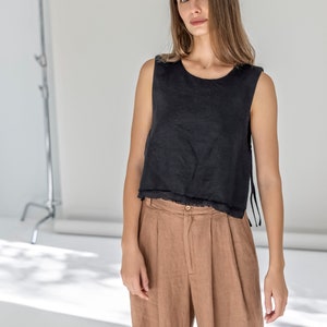 Layered Linen Vest for Women, Linen Vest Top With Side Ties, Open Side ...