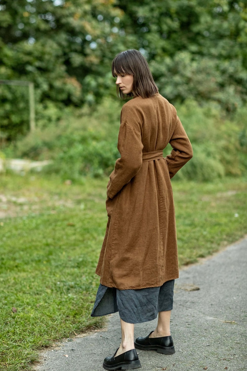 Linen Duster With Pockets Linen Kimono Jacket Sustainable - Etsy