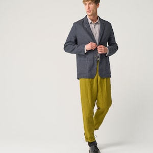 Buttoned Linen Jacket for Men With No Lining, Heavy Linen Blazer With ...