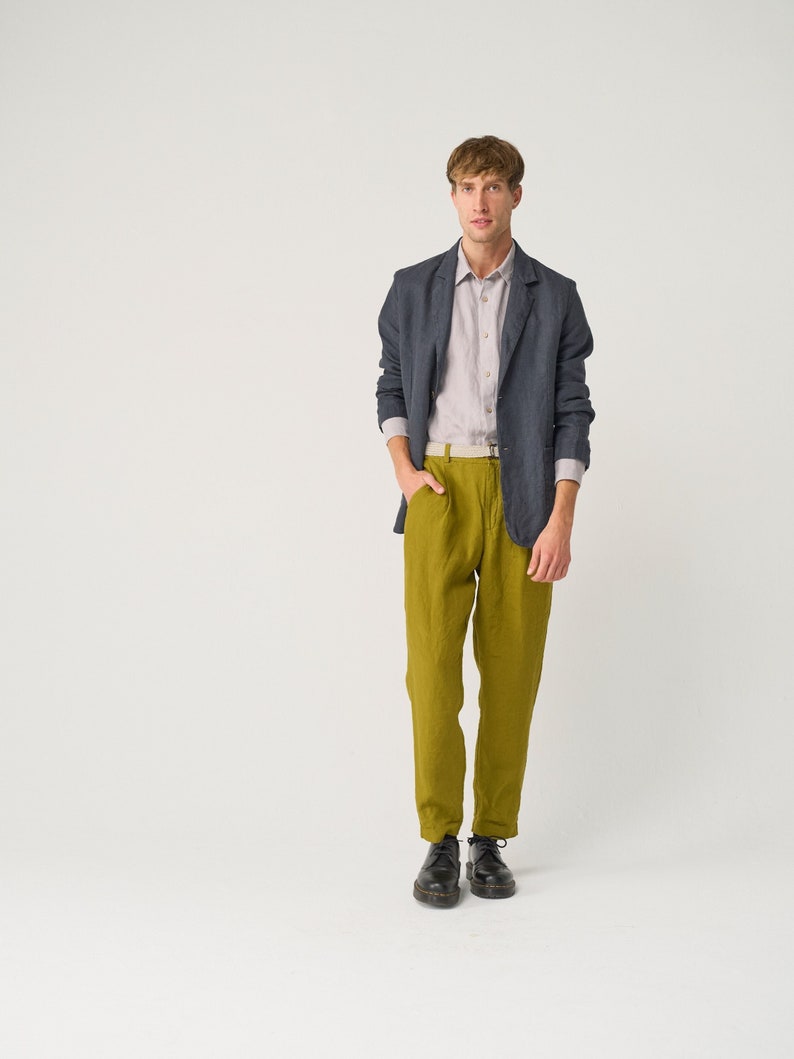 Buttoned Linen Jacket for Men With No Lining, Heavy Linen Blazer With ...