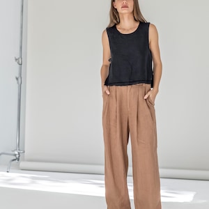 Layered Linen Vest for Women, Linen Vest Top With Side Ties, Open Side ...