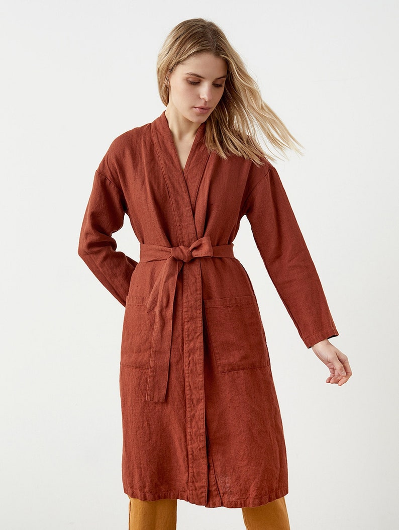 Linen Duster With Pockets Linen Kimono Jacket Sustainable - Etsy