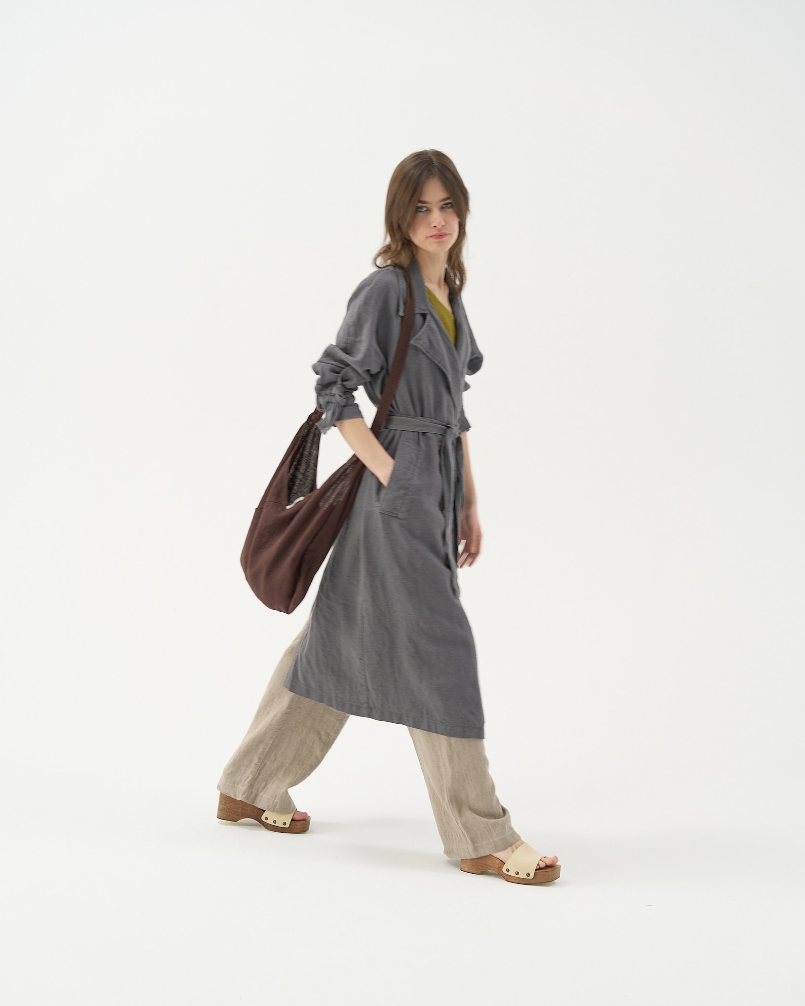 Double-breasted Linen Coat, Sustainable Linen Duster, Heavy Linen ...