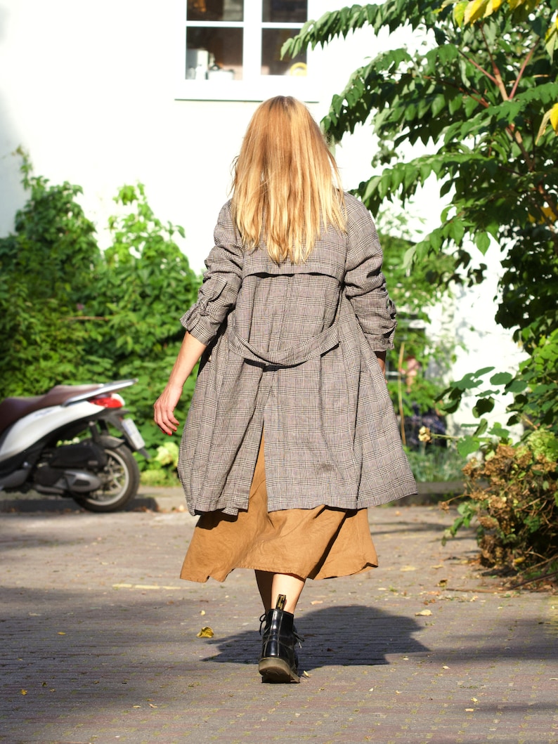 Linen Trench Coat, Heavy Linen Coat, Linen Duster Coat, Double Breasted ...