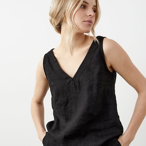 Linen Tank Top With V-neck Sleeveless Linen Top Light Linen - Etsy UK