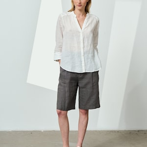 Long Linen Shorts, Oversized Linen Shorts Women, Pleated Linen Shorts ...