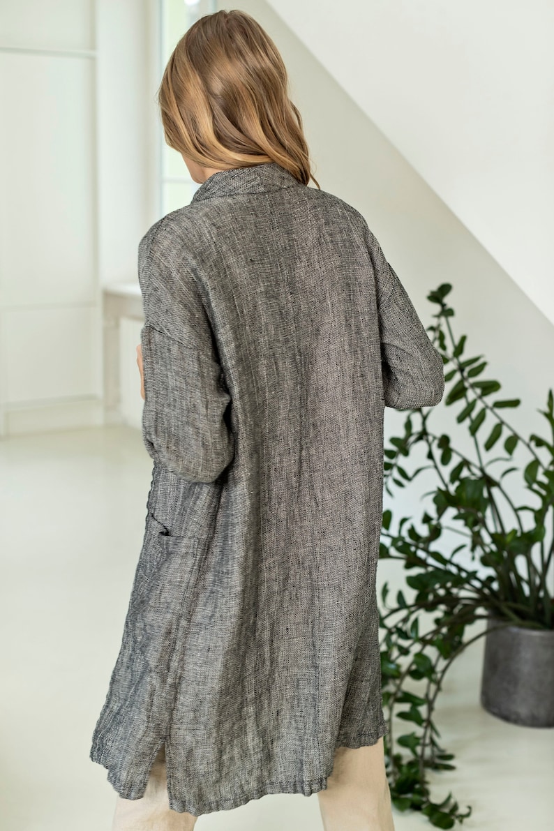 Linen Coat With Pockets, Linen Duster, Linen Jacket Women, Linen Kimono ...