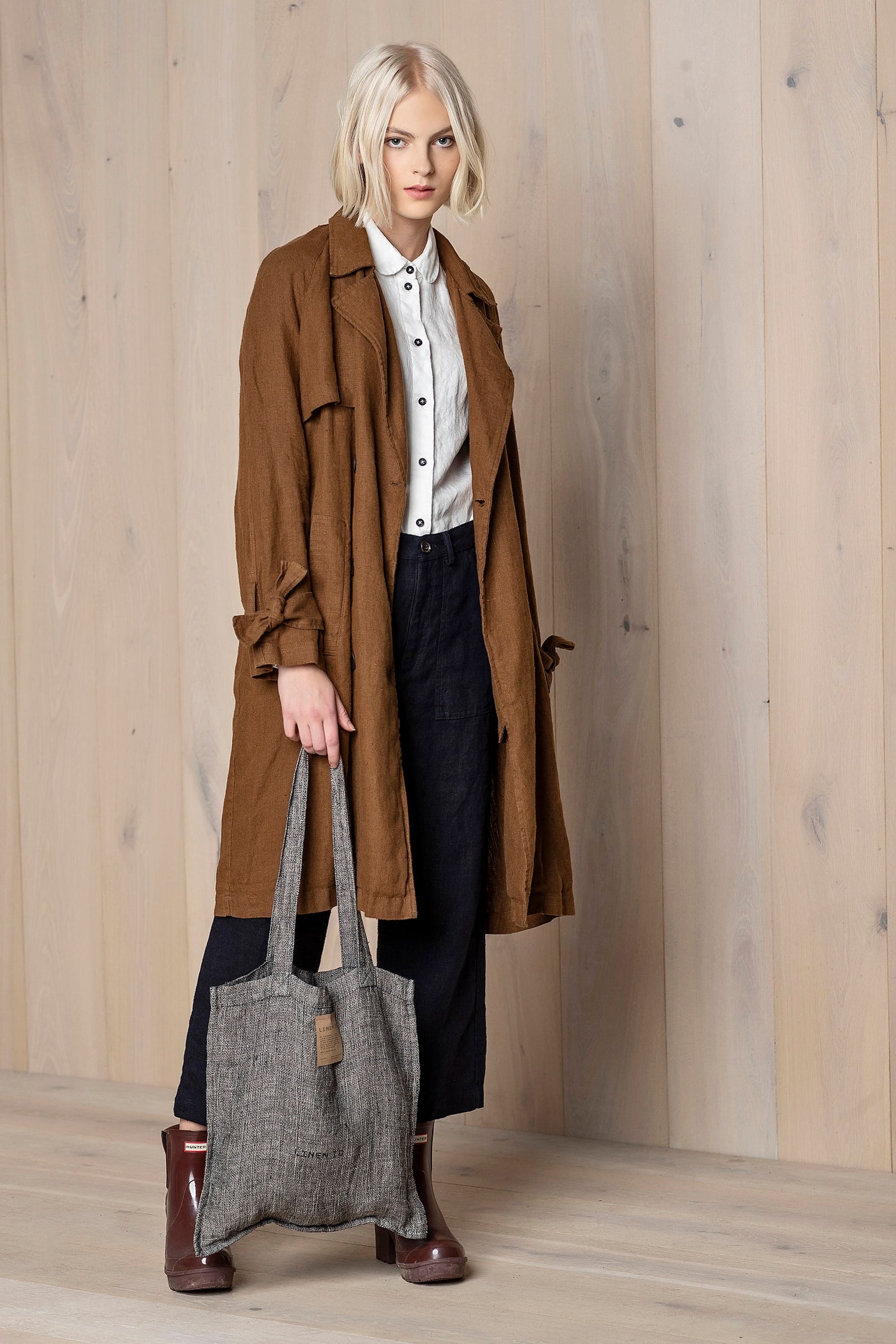 Linen Trench Coat, Heavy Linen Coat, Linen Duster Coat, Double Breasted ...