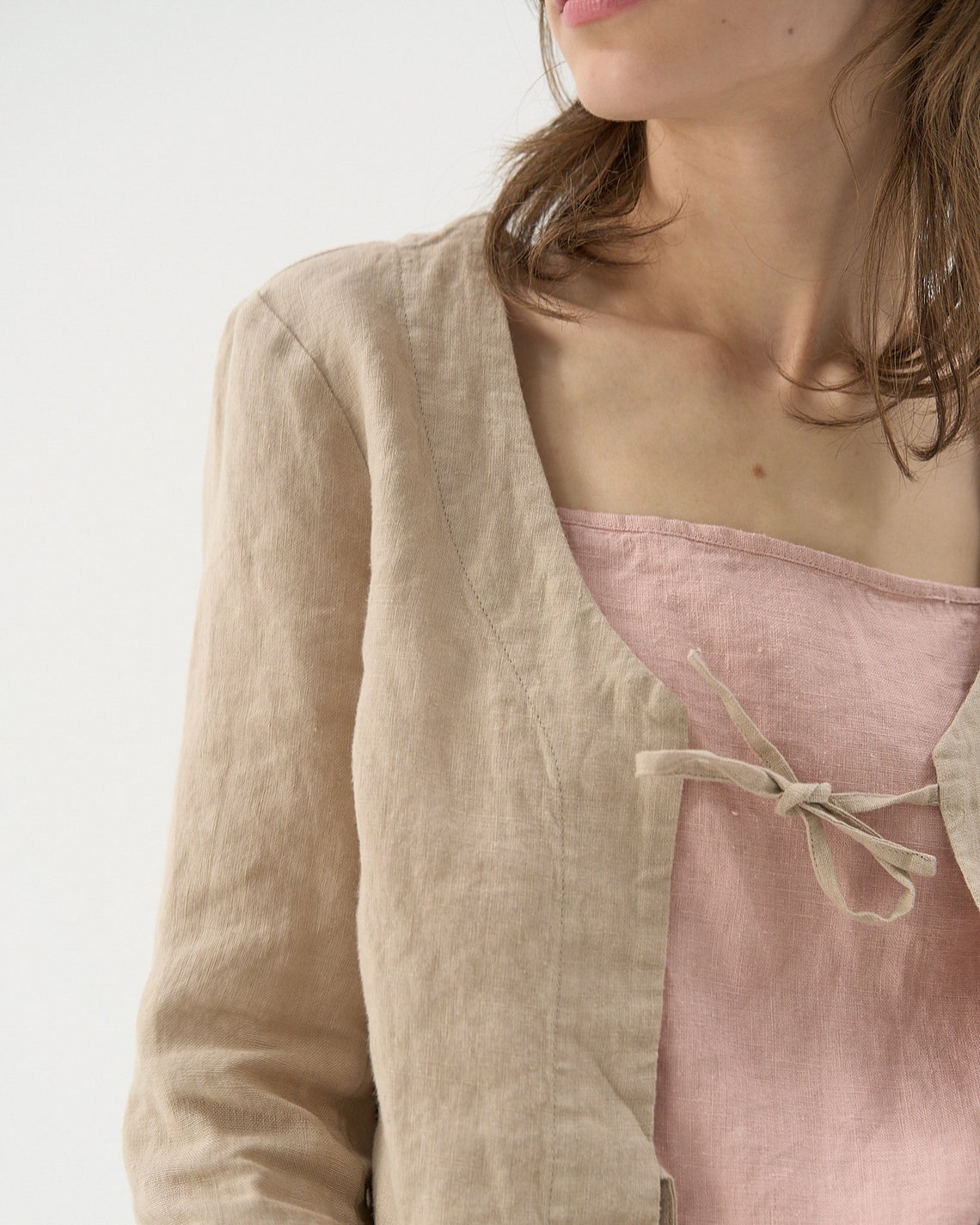 Linen Cardigan With Tie Strings Linen Jacket for Women Light - Etsy