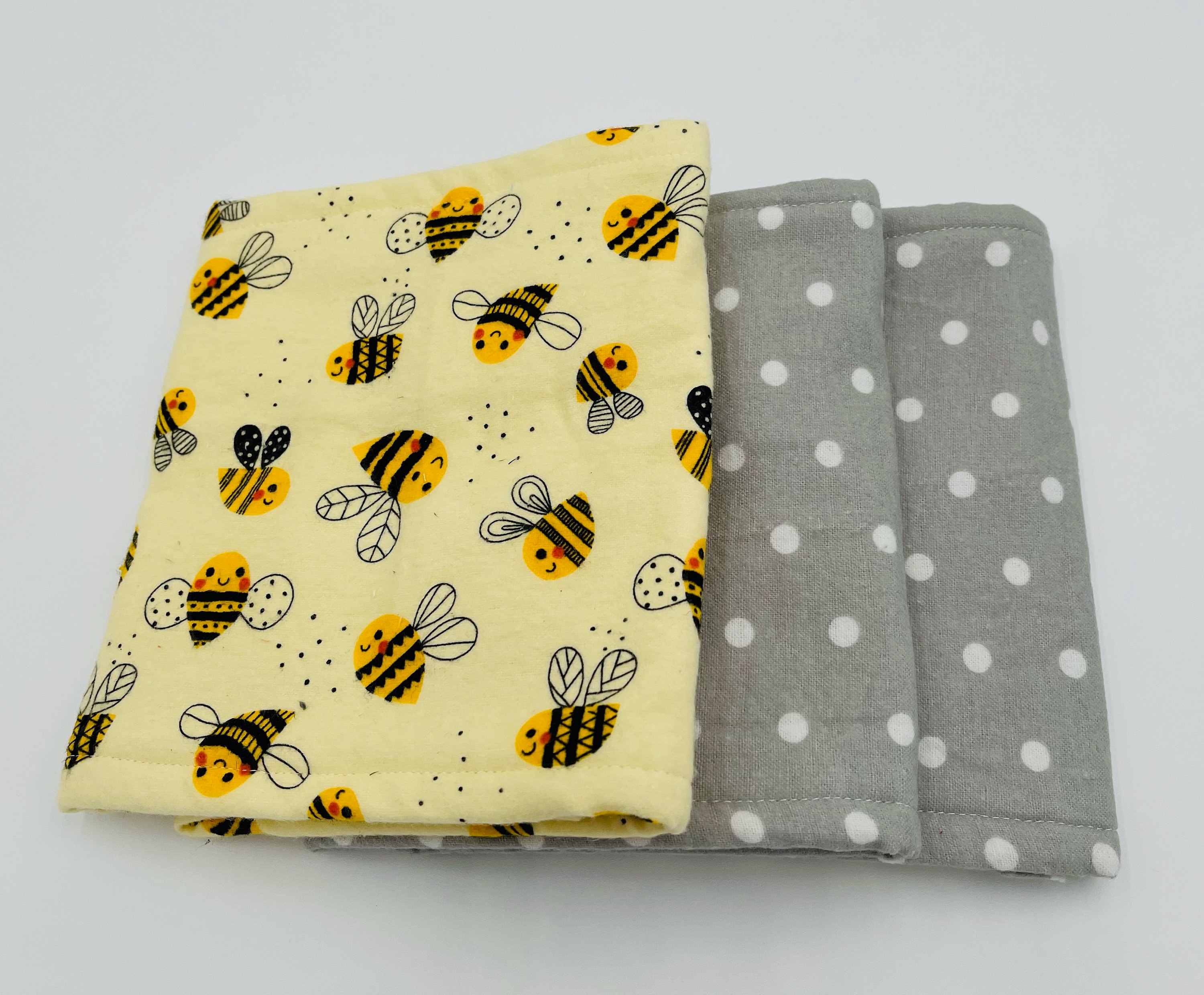 Bumble Bees Baby Blanket Set - Cute Bees Flannel + Minky Dot (yellow ...