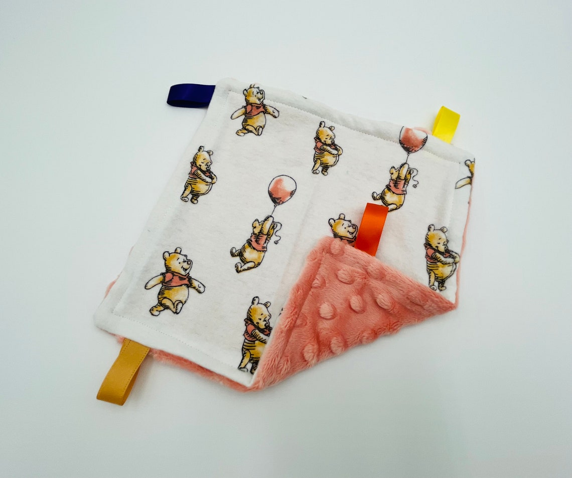 Winnie the Pooh Lovey Flannel and Minky Sensory Blanket - Winnie the ...