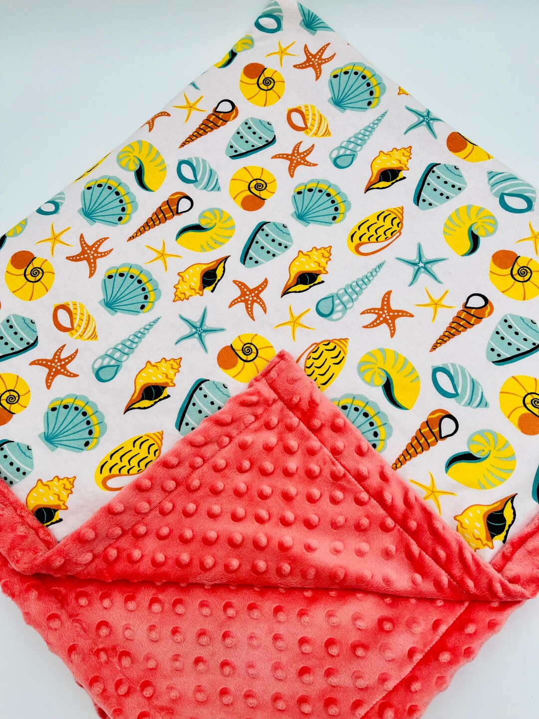Sea Shells Baby Blanket Set - Sea Shells + Minky Dot (shell Pink) - Etsy