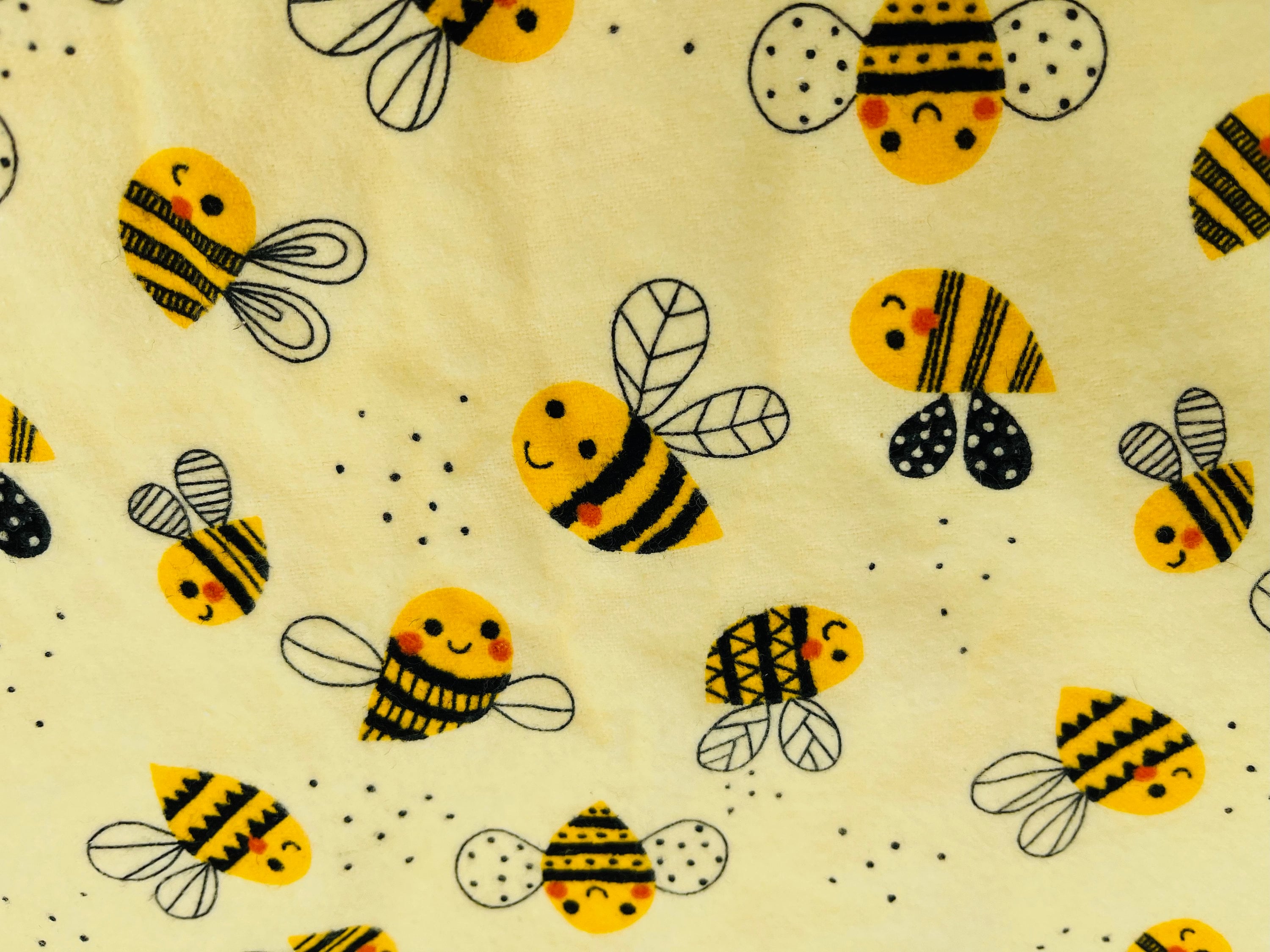 Bumble Bees Baby Blanket Set - Cute Bees Flannel + Minky Dot (yellow ...
