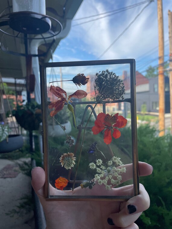 Fall Colors Pressed Flower Glass Frame | Etsy