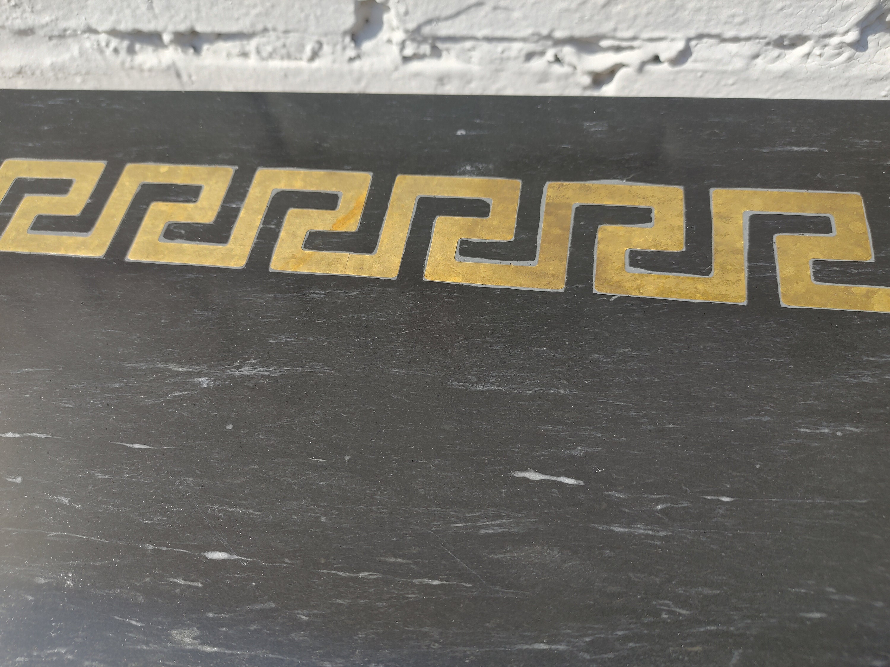 Mid Century Modern Greek Key Marble and Brass Table | Etsy