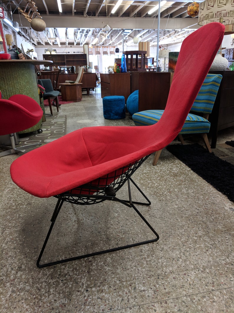 Mid Century Modern Red Knoll Bertoia Bird Chair and Ottoman - Etsy