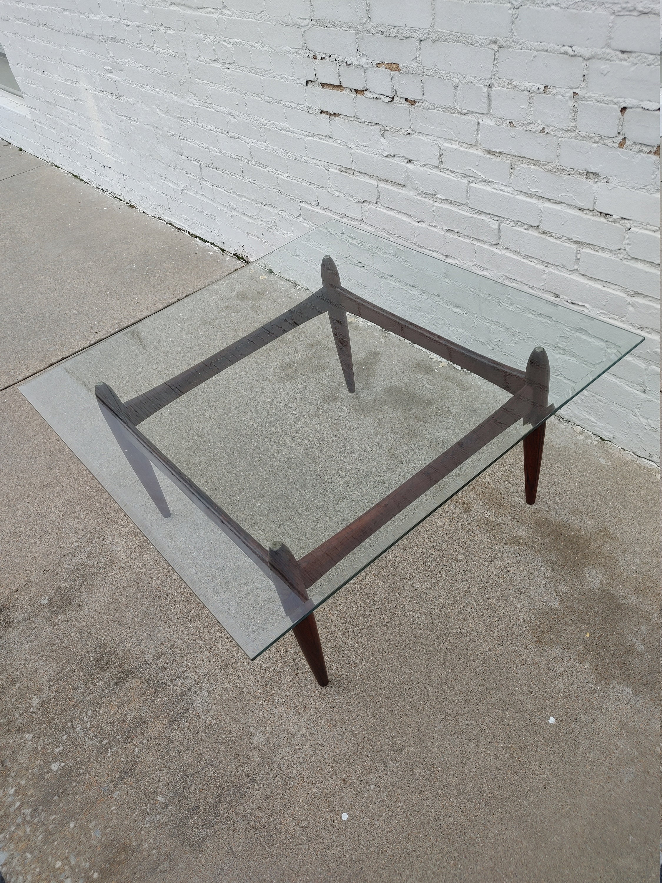 Mid Century Modern Rosewood & Glass Coffee Table - Etsy