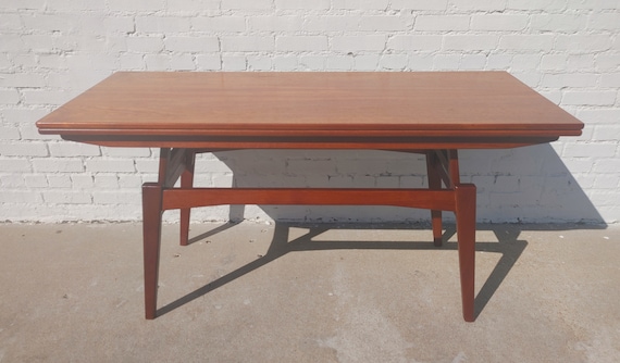 Mid Century Danish Modern Teak Elevator Table - Etsy