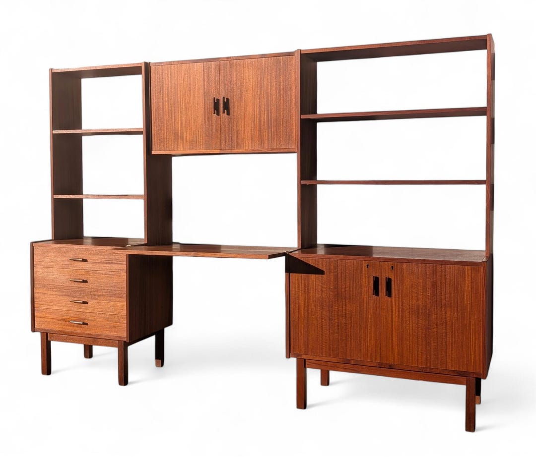Mid Century Danish Modern Teak Wall Unit - Etsy