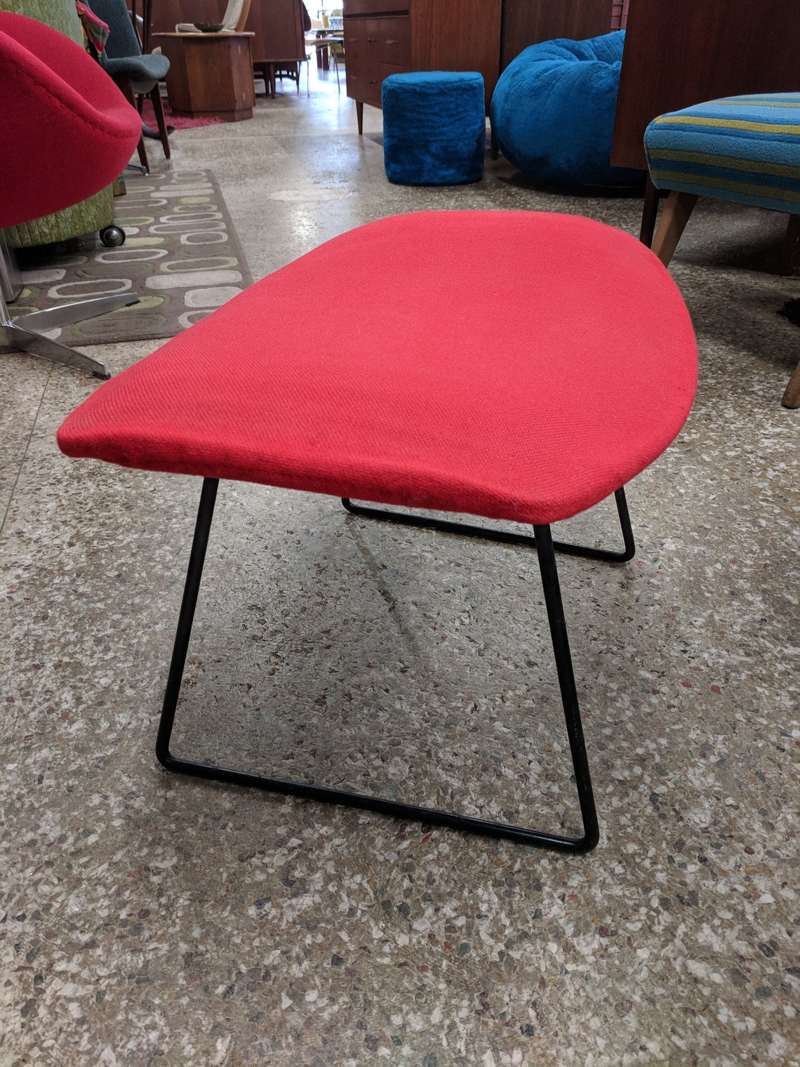 Mid Century Modern Red Knoll Bertoia Bird Chair and Ottoman - Etsy