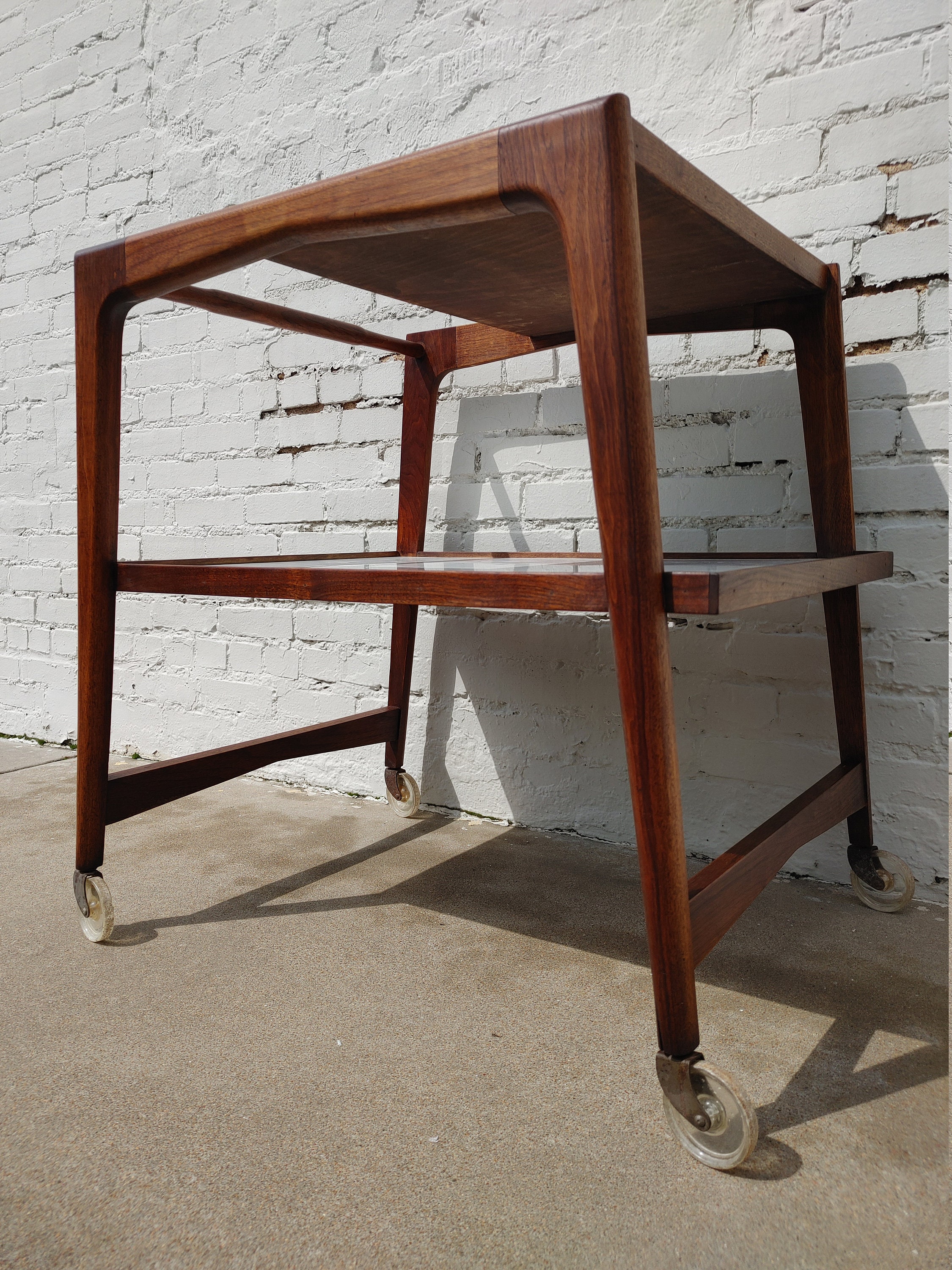 Mid Century Modern Rolling Bar in Walnut | Etsy