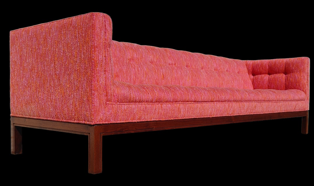 Mid Century Modern Walnut Base Tufted Sofa - Etsy