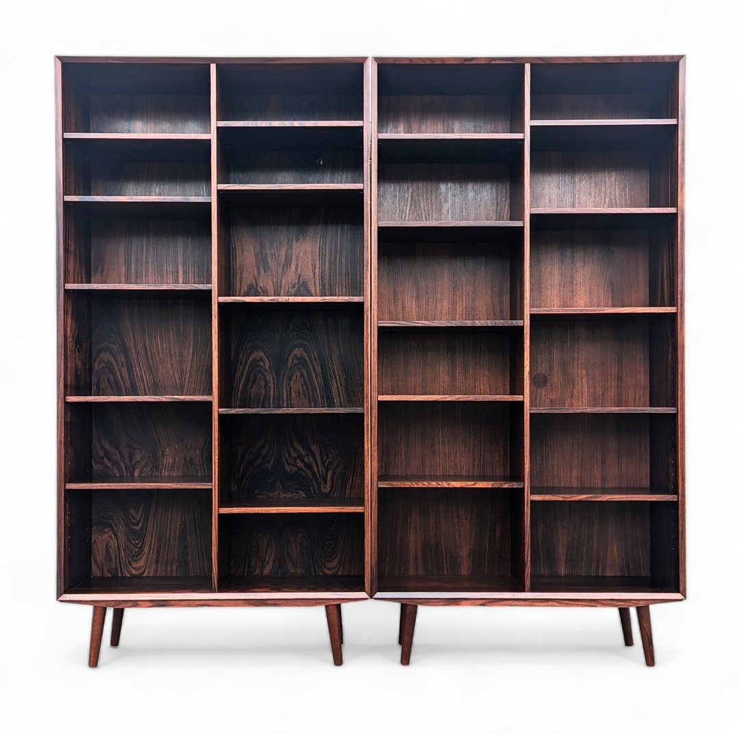 Mid Century Danish Modern Rosewood Bookcases - Etsy