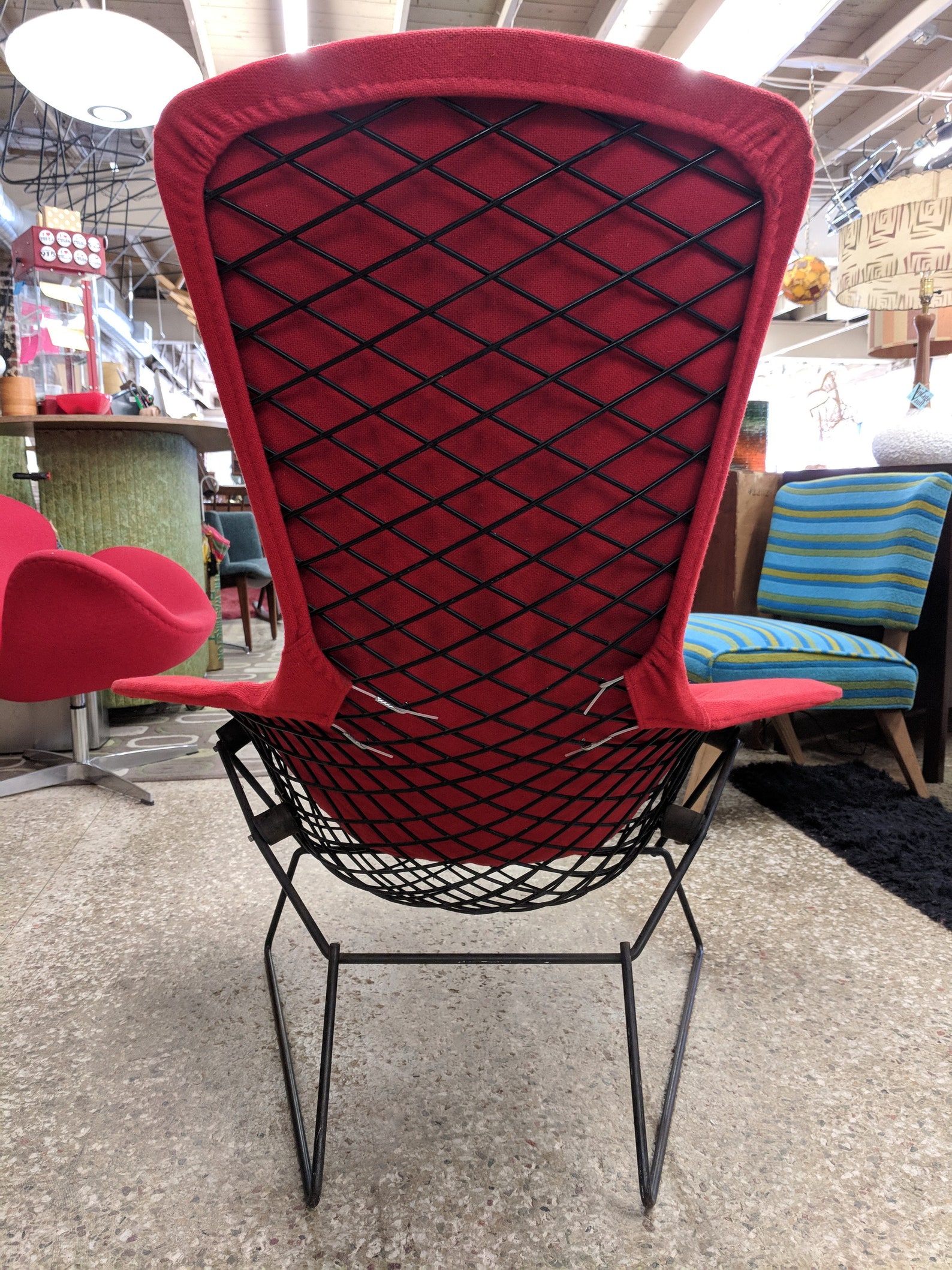 Mid Century Modern Red Knoll Bertoia Bird Chair and Ottoman - Etsy