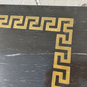 Mid Century Modern Greek Key Marble and Brass Table - Etsy
