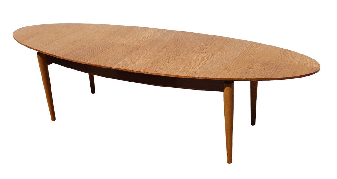 Mid Century Scandinavian Modern Oak Surfboard Coffee Table Etsy