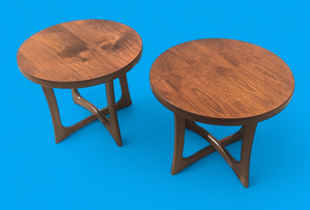 Mid Century Modern Walnut Jacks Side Tables in Manner of Adrian ...