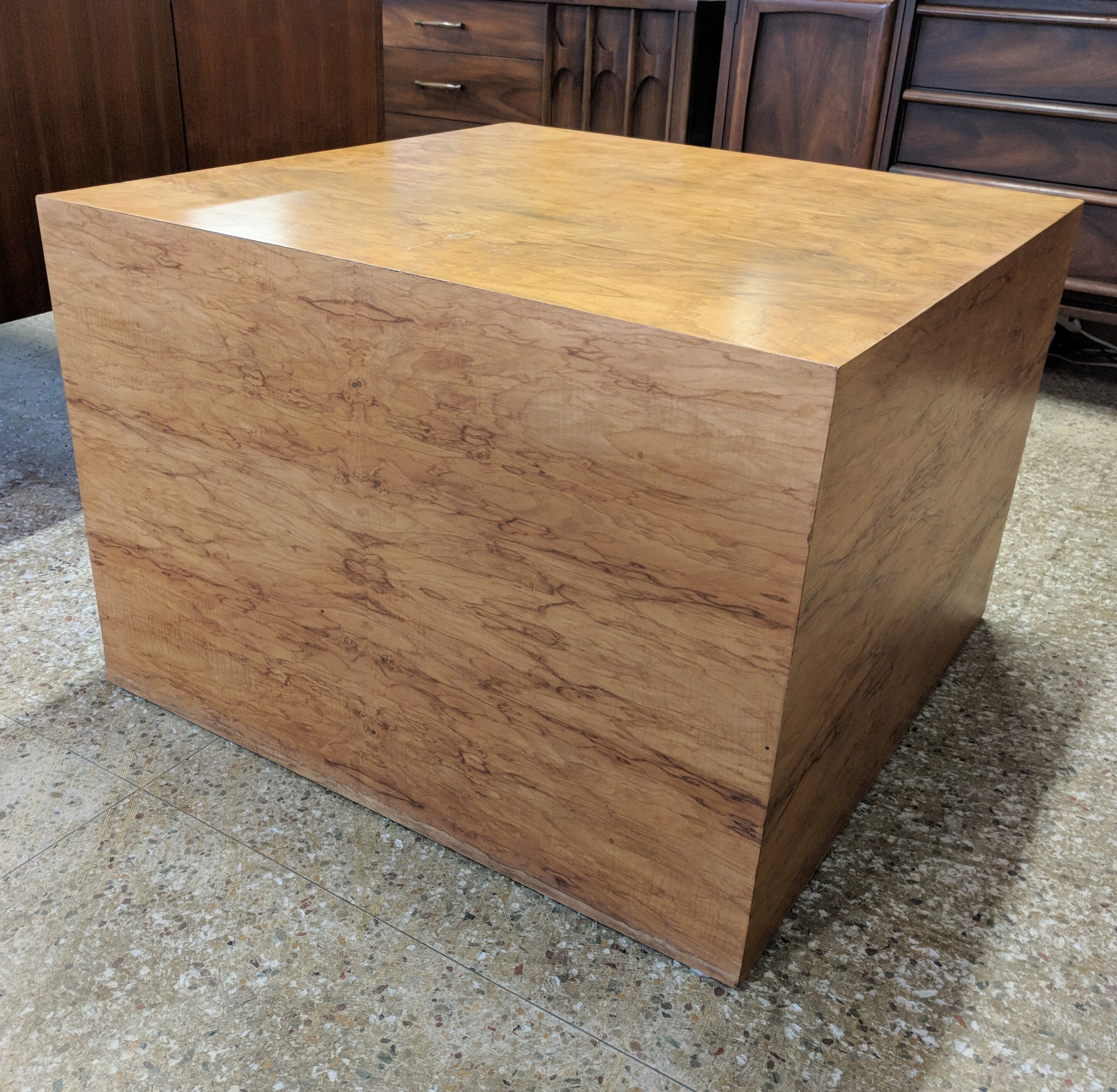 Mid Century Modern Milo Baughman Inspired Burlwood Cube Table - Etsy