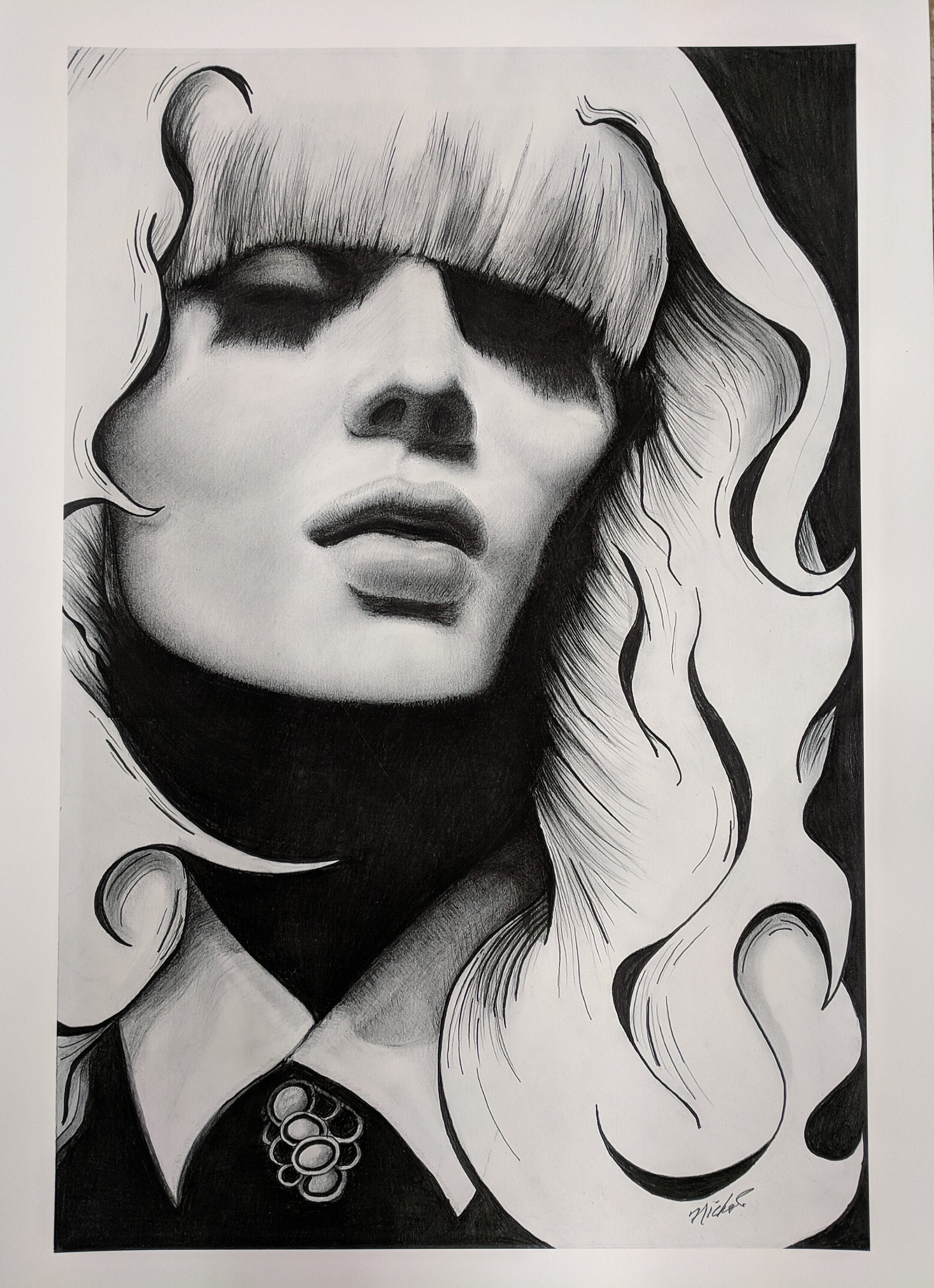 Mod Girl. Giclée Print of Graphite Drawing - Etsy