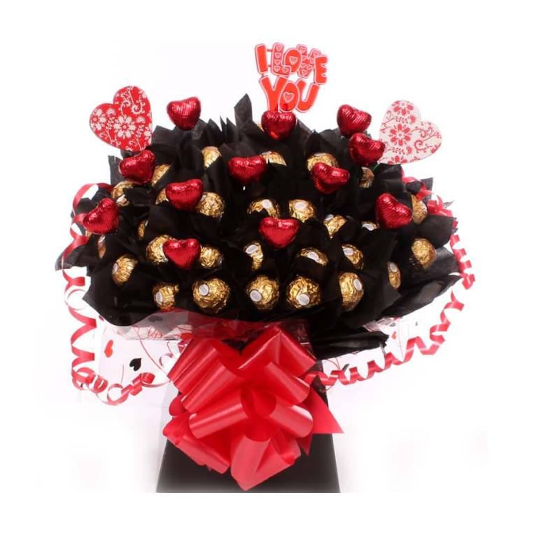 Valentine's I Love You Ferrero Rocher Chocolate Bouquet, Ferrero Rocher ...