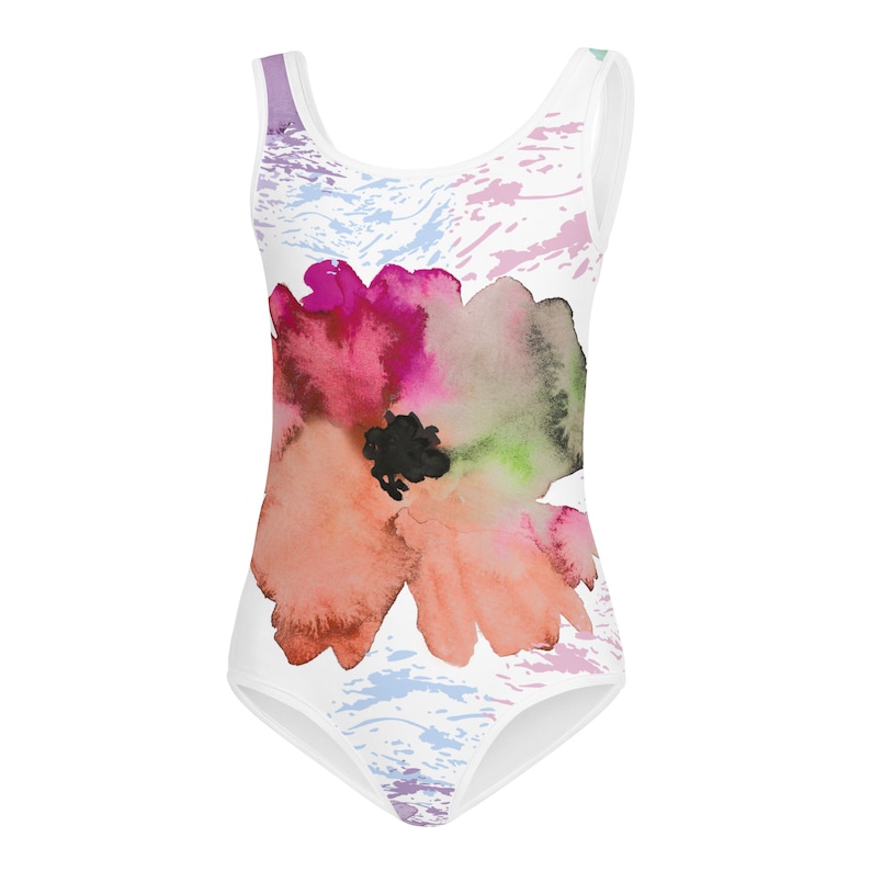 Flower Watercolor Bathing Suit/ Flower Swimsuit/ Girls Watercolor ...