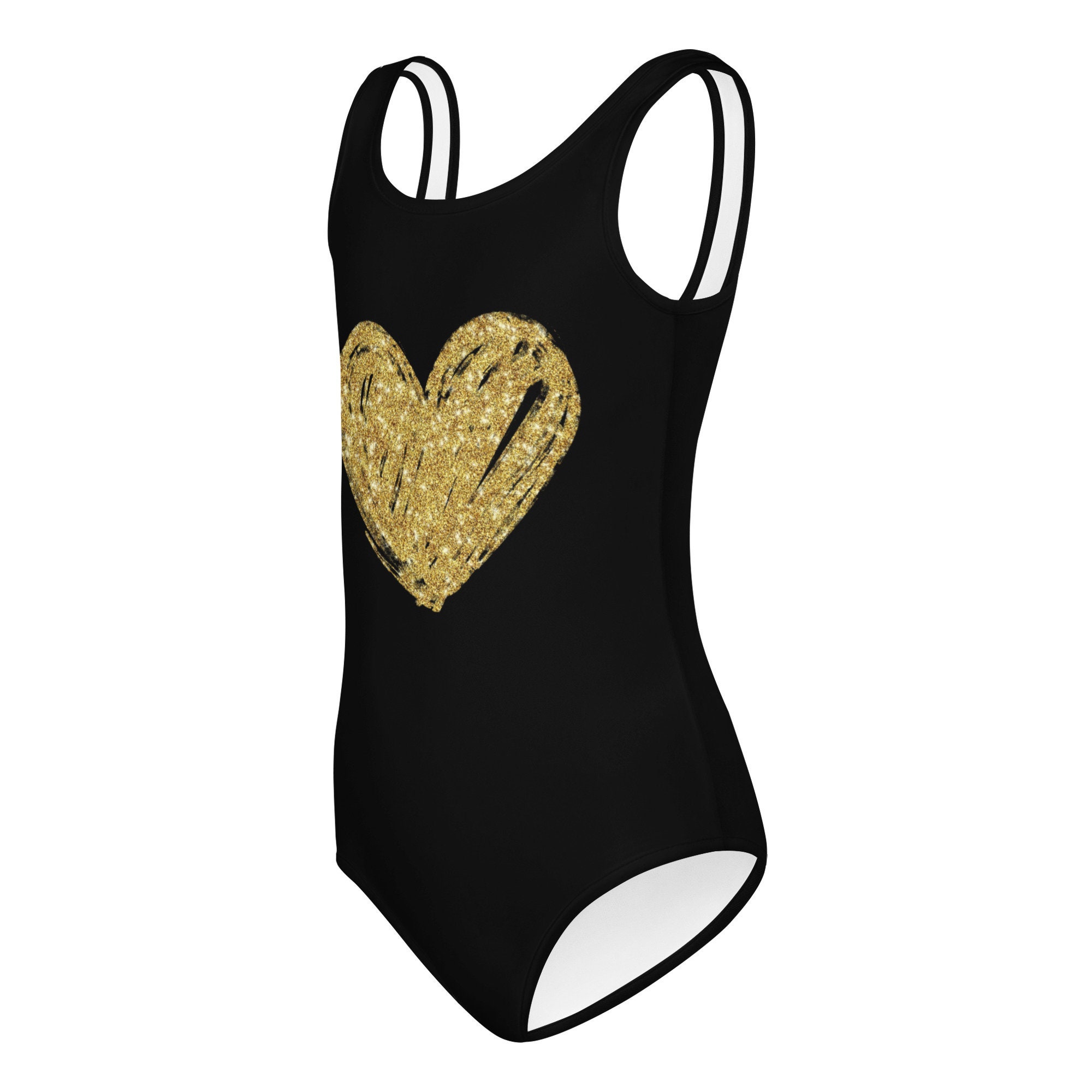 Gold Heart Swimsuit/ Girls Gold Heart Bathing Suit/ Toddler Heart One ...