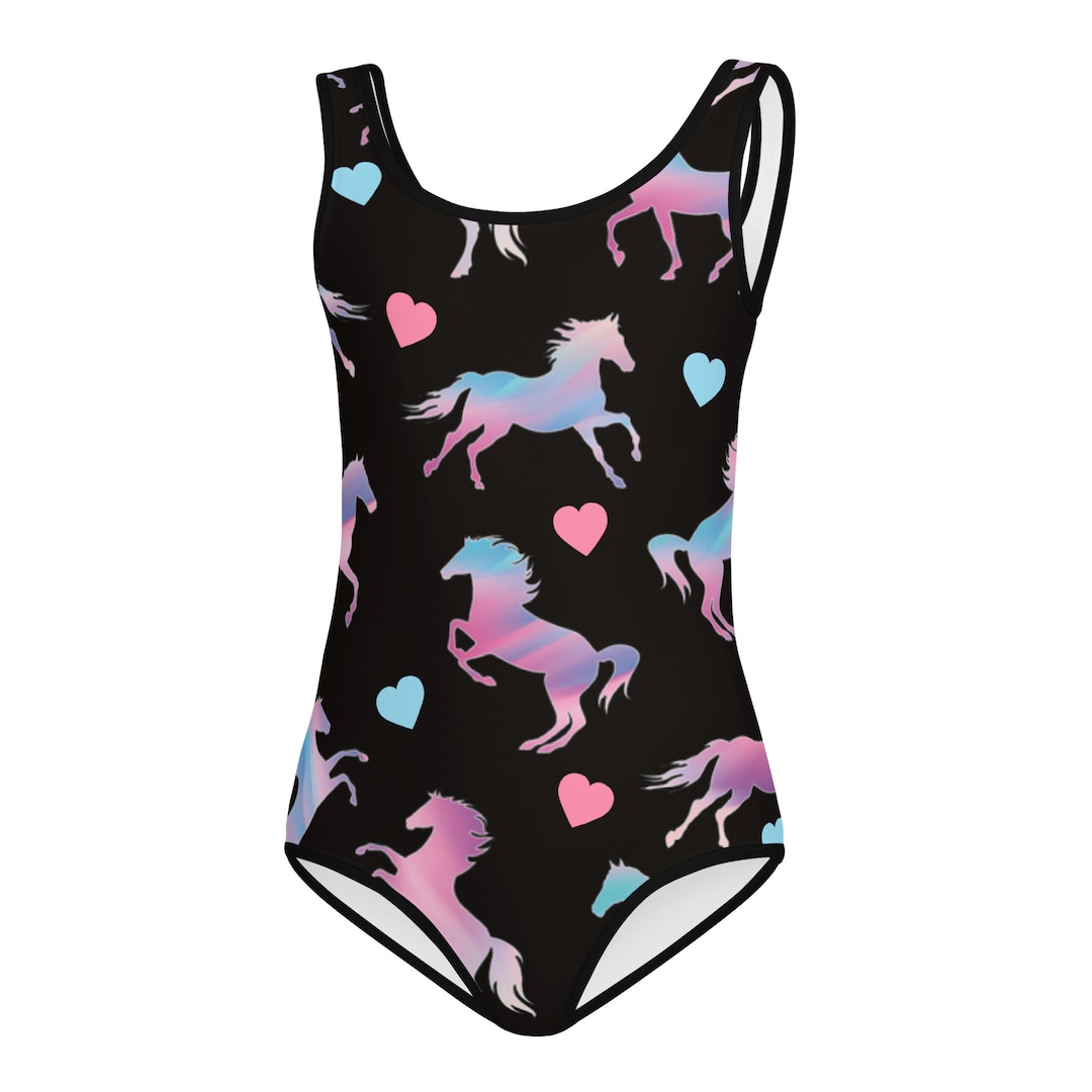 Girls Colorful Horse Swimsuit/ Toddler Horse Bathing Suit/ Horse and ...