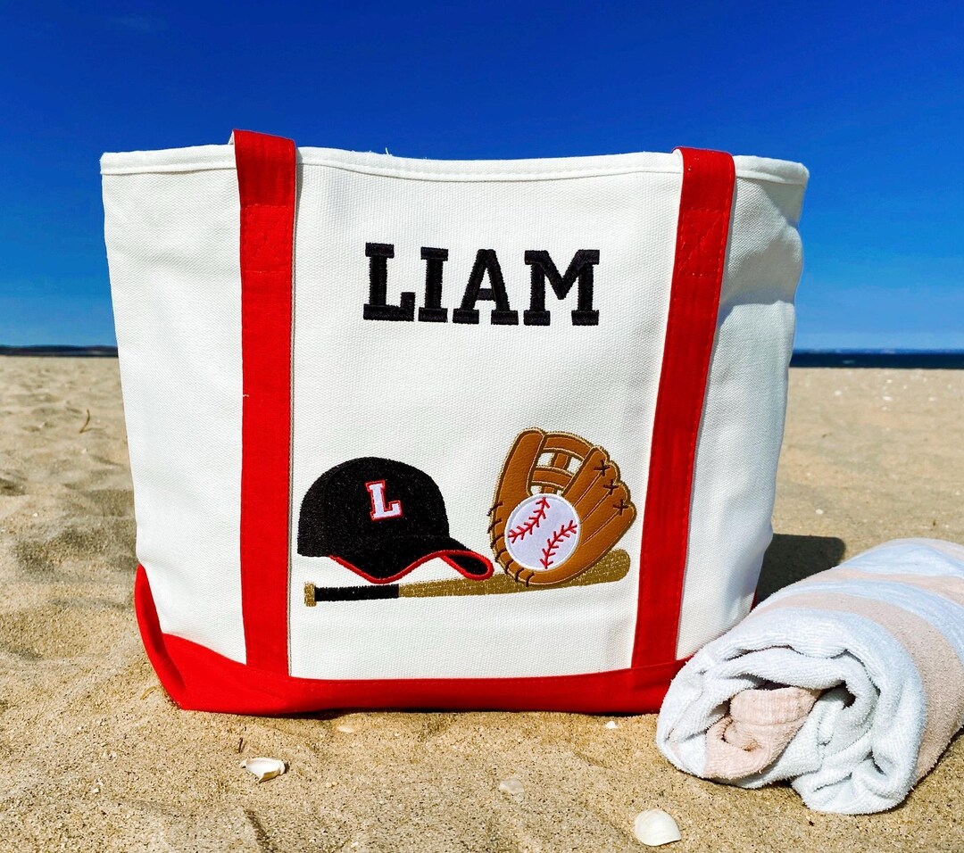 Personalized Kids Gym,beach,pool Tote Bag/boys Embroidered Baseball ...