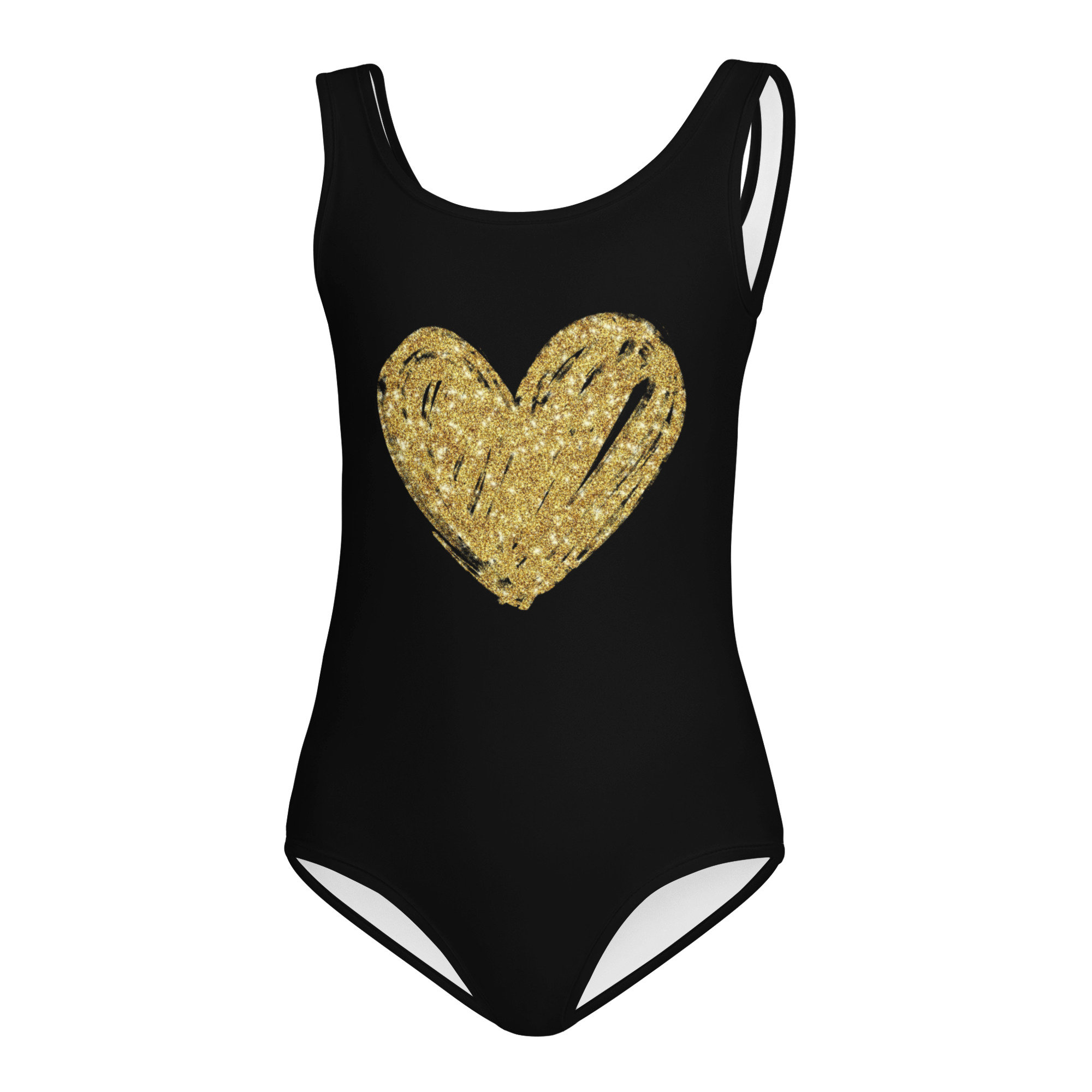 Gold Heart Swimsuit/ Girls Gold Heart Bathing Suit/ Toddler Heart One ...