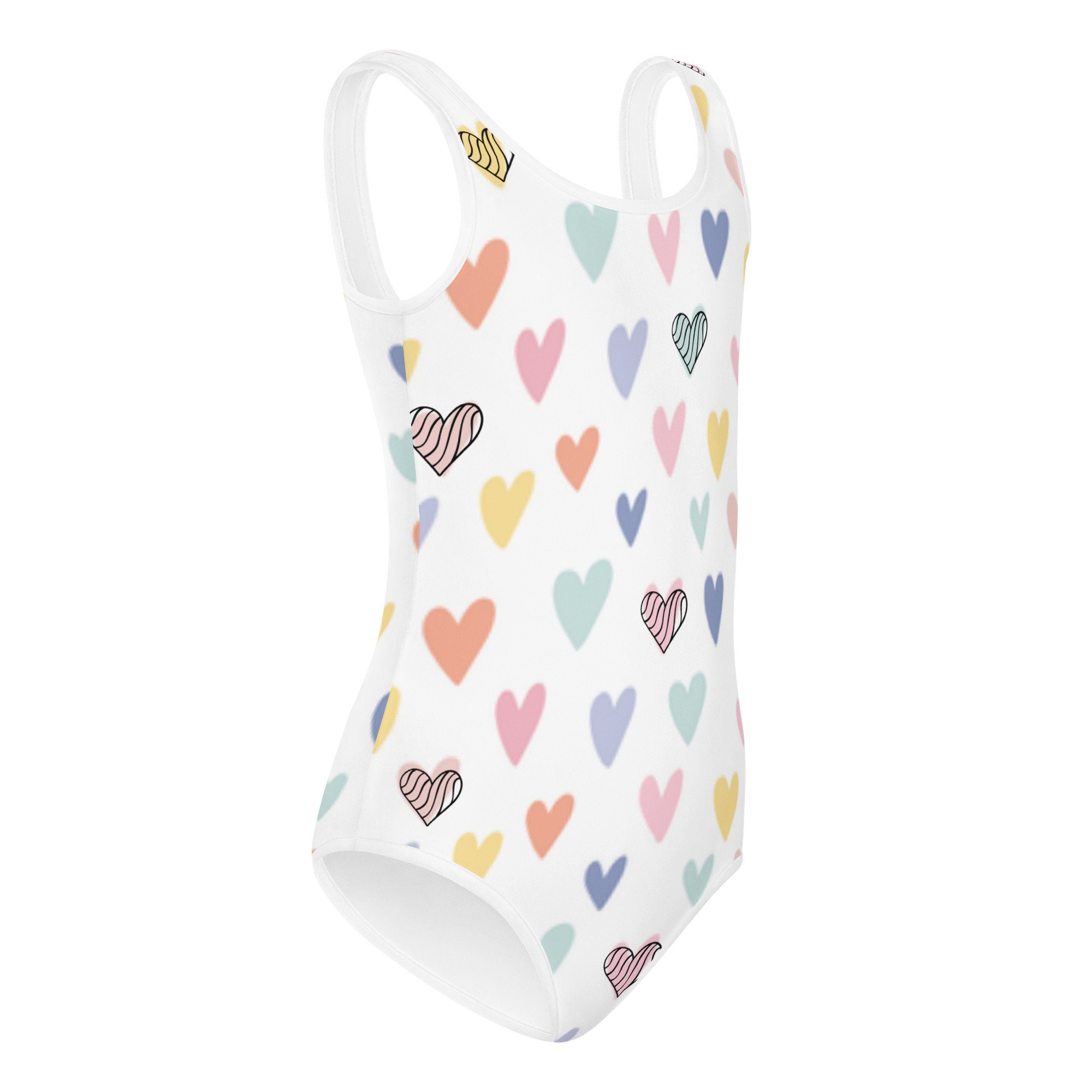 Colorful Heart Bathing Suit/ Girls Heart Swimsuit/ Toddler Heart One ...