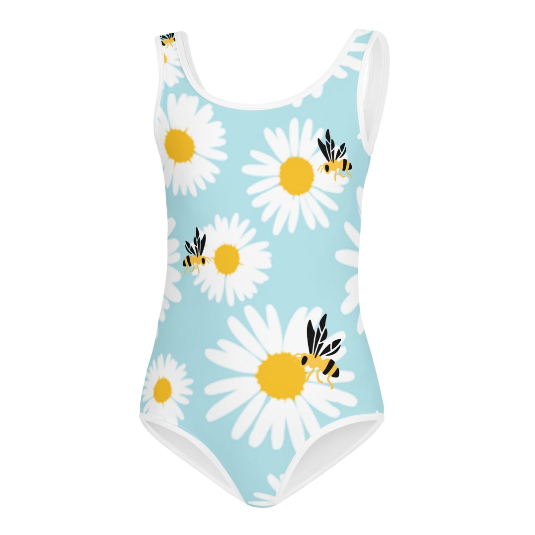 Daisy Bathing Suit/ Bumblebee Swimsuit/ Daisies & Bumble Bees/ Girls ...