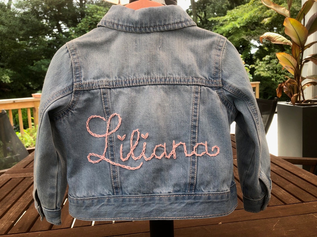 Baby Girls Denim Jacket/ Toddler Girls Personalized Denim Jacket/ Hand ...