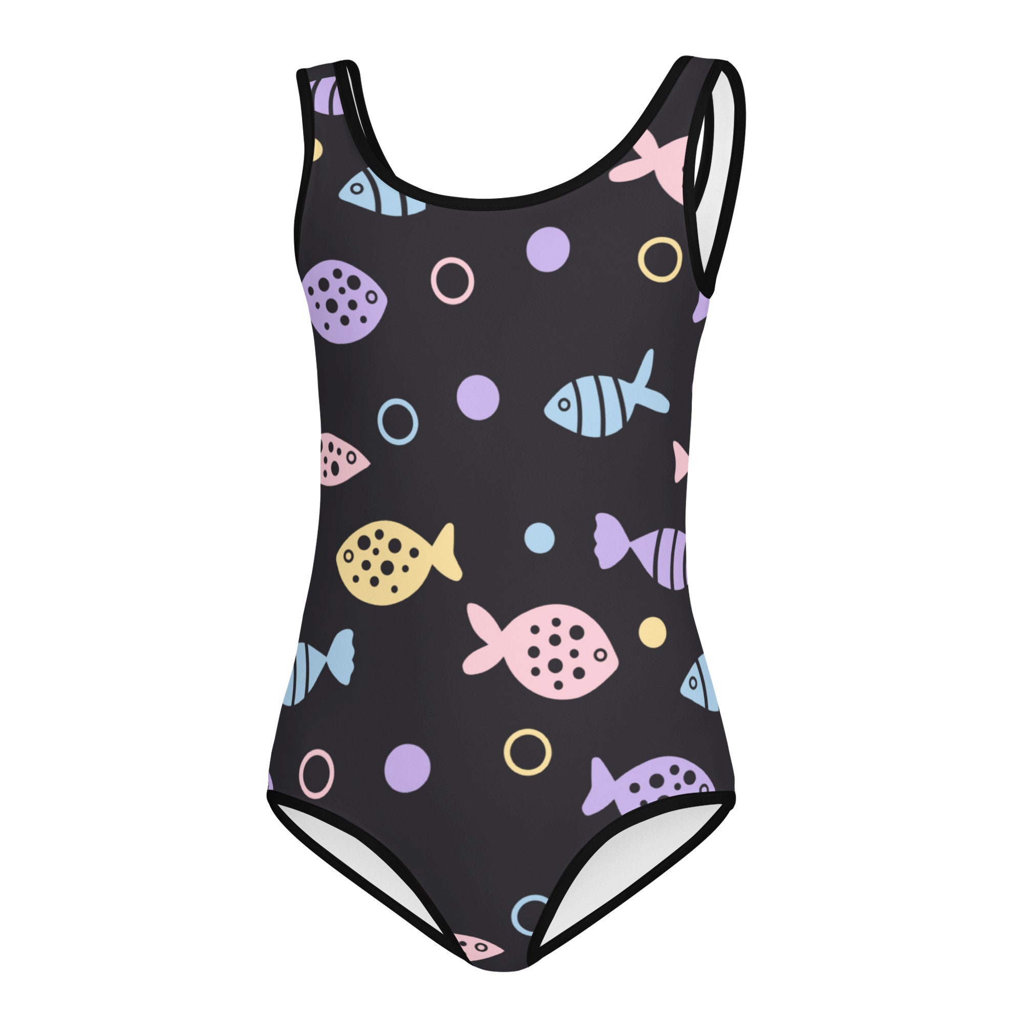 Colorful Fish Swimsuit/ Girls Fish Bathing Suit/ Neon Fish One-piece ...