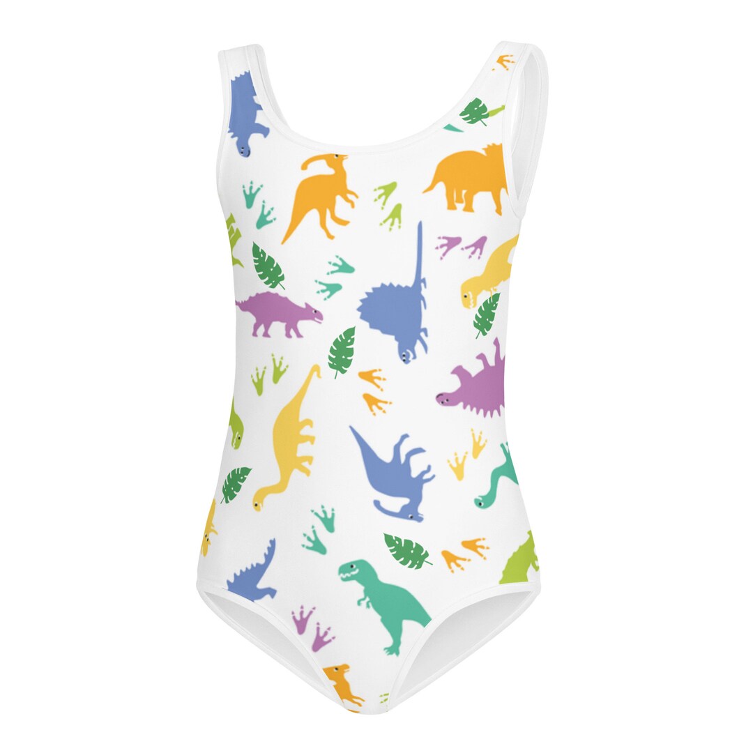 Girls Dinosaur Swimsuit/ Toddler Dinosaur Swimsuit/ Colorful Dinosaur ...