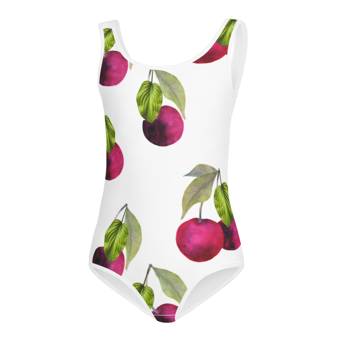 Girls Cherry Swimsuit/ Toddler Cherry Bathing Suit/ Cherry One Piece ...