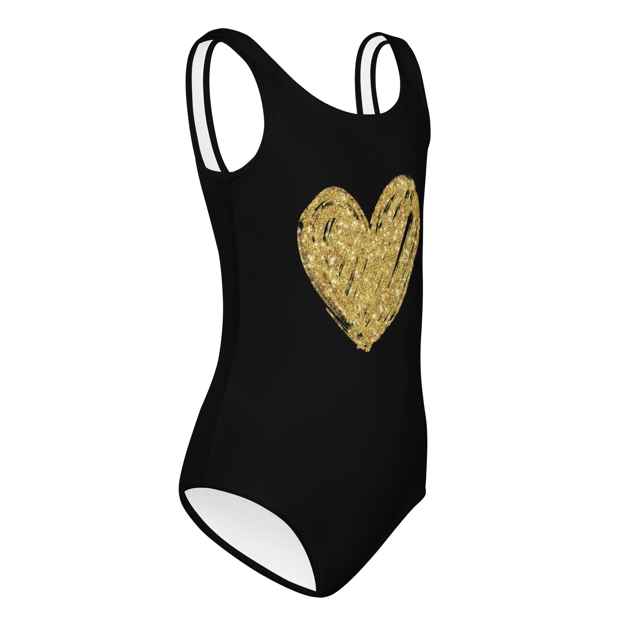 Gold Heart Swimsuit/ Girls Gold Heart Bathing Suit/ Toddler Heart One ...